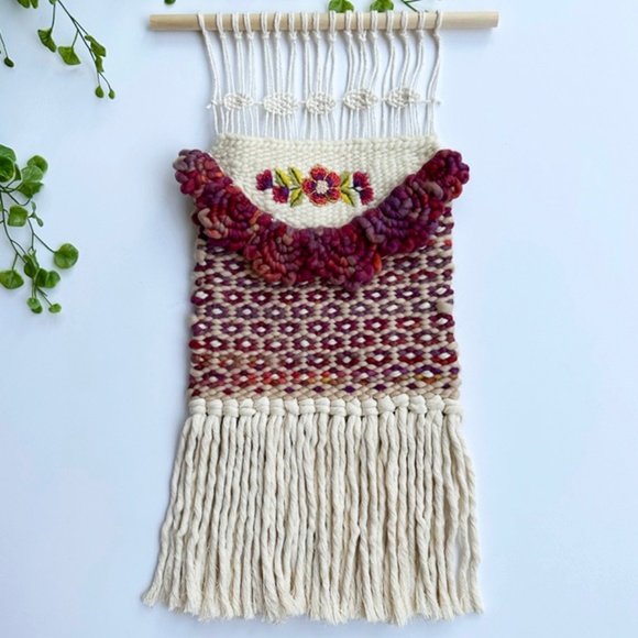 Allison Kizer Designs | Wall Decor | Hand Embroidered Burgundy Floral ...